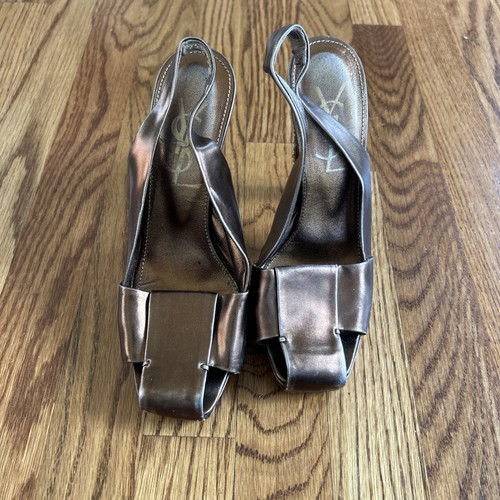 YSL Copper Color Leather Raffia Heels/Sandals Platform 38 | eBay