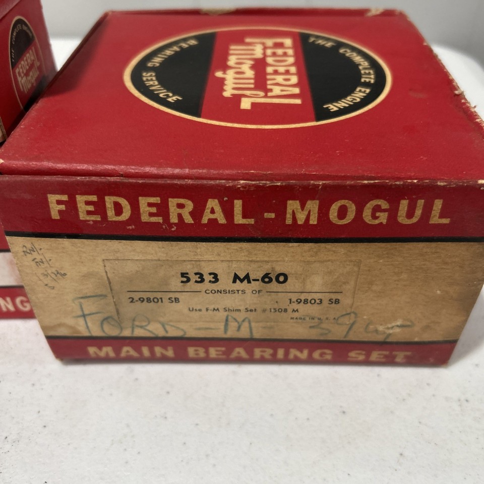 FEDERAL MOGUL FORD Antique 1939 Up Main Bearing Set 533 M-60 Shim Set ...
