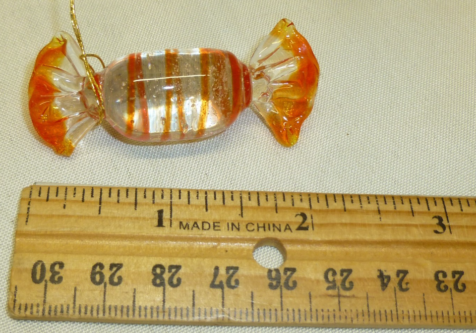 Vitg MURANO STYLE Hand Blown Art Glass Wrapped Candy Lollipop ORNAMENTS ...
