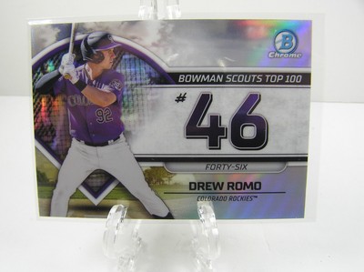 Bowman Chrome 2023 Baseball Card #BTP-46 Drew Romo Top 100 Prospects ...