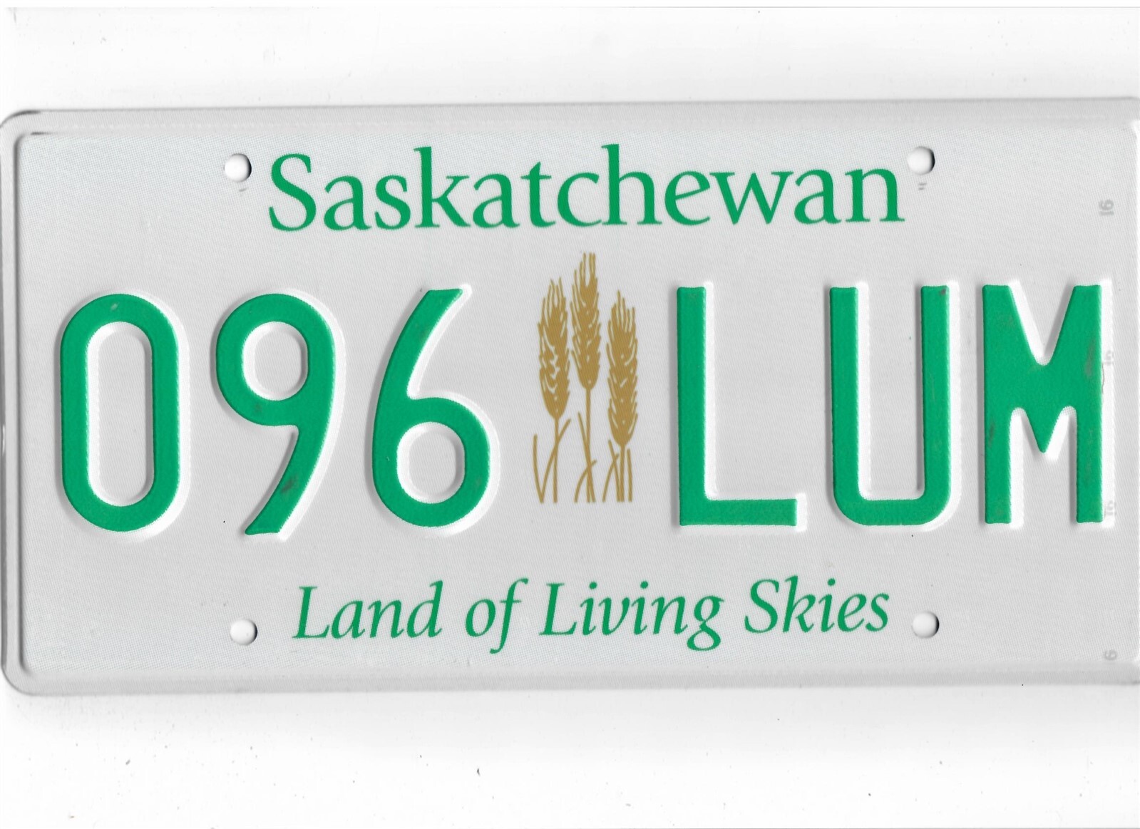 SASKATCHEWAN passenger license plate "096 LUM" | eBay