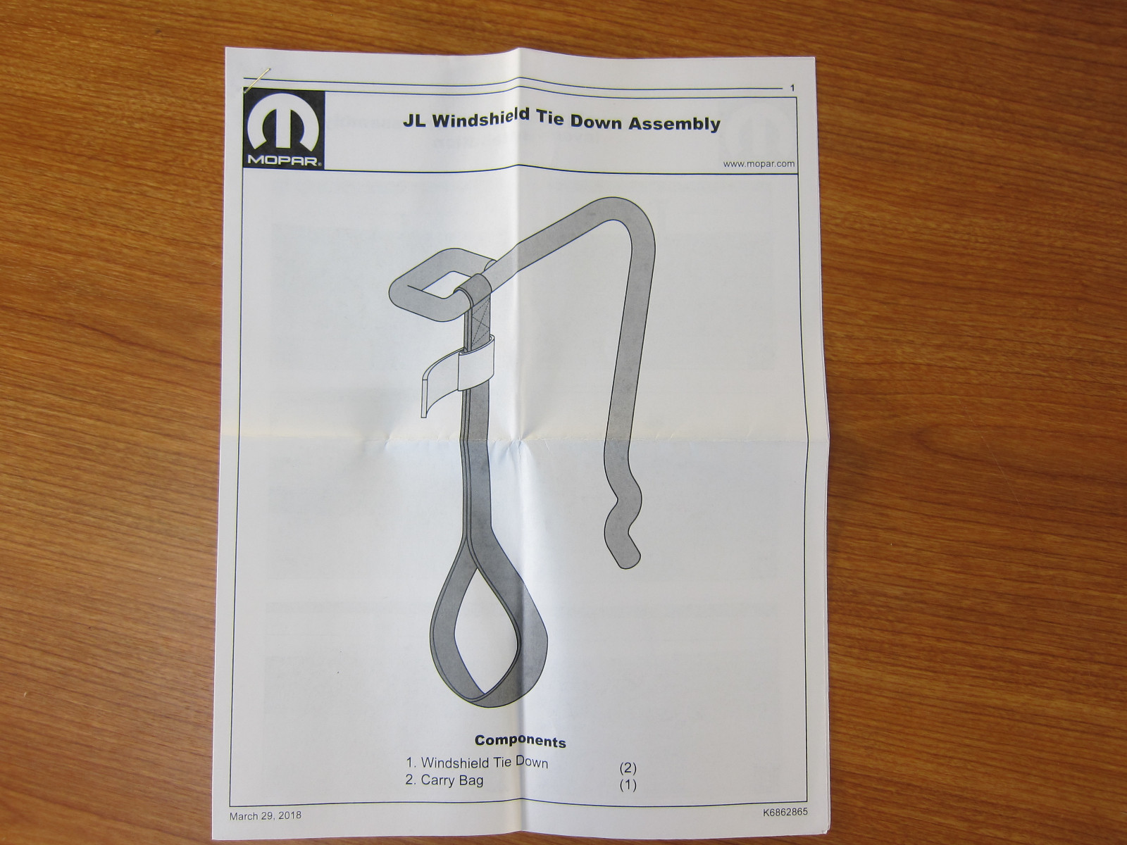 18-20 Jeep Windshield Tie Down Straps OE Mopar 82215717 for sale online ...