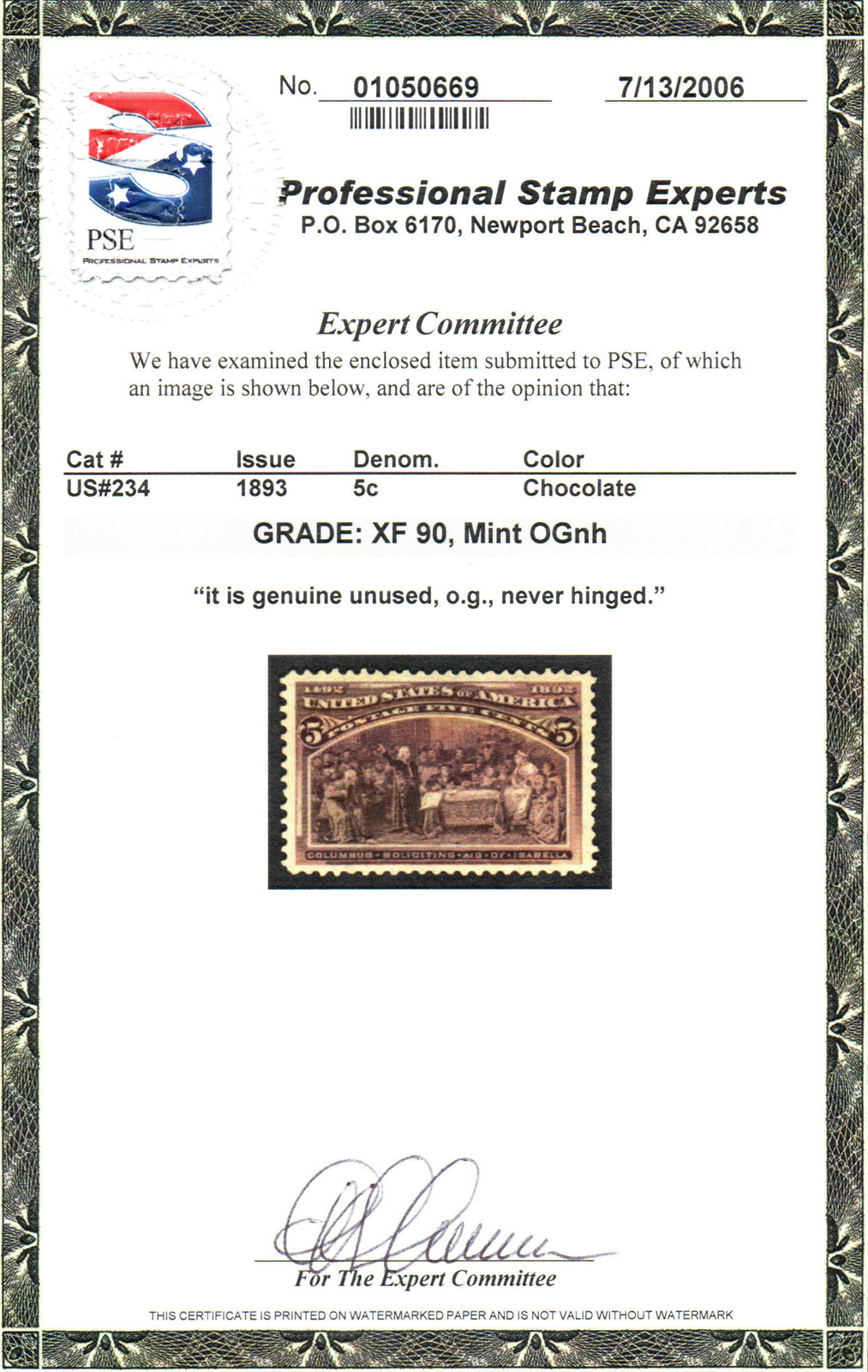 MALACK 234 XF OG NH, w/PSE (GRADED 90 (07/06)) CERT,..MORE.. gg2801 | eBay