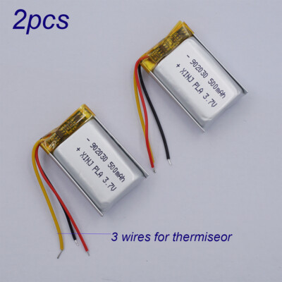 2pcs 3.7v 500mah 1.85Wh Replacement Li Li-ion Battery 902030 Thermistor ...