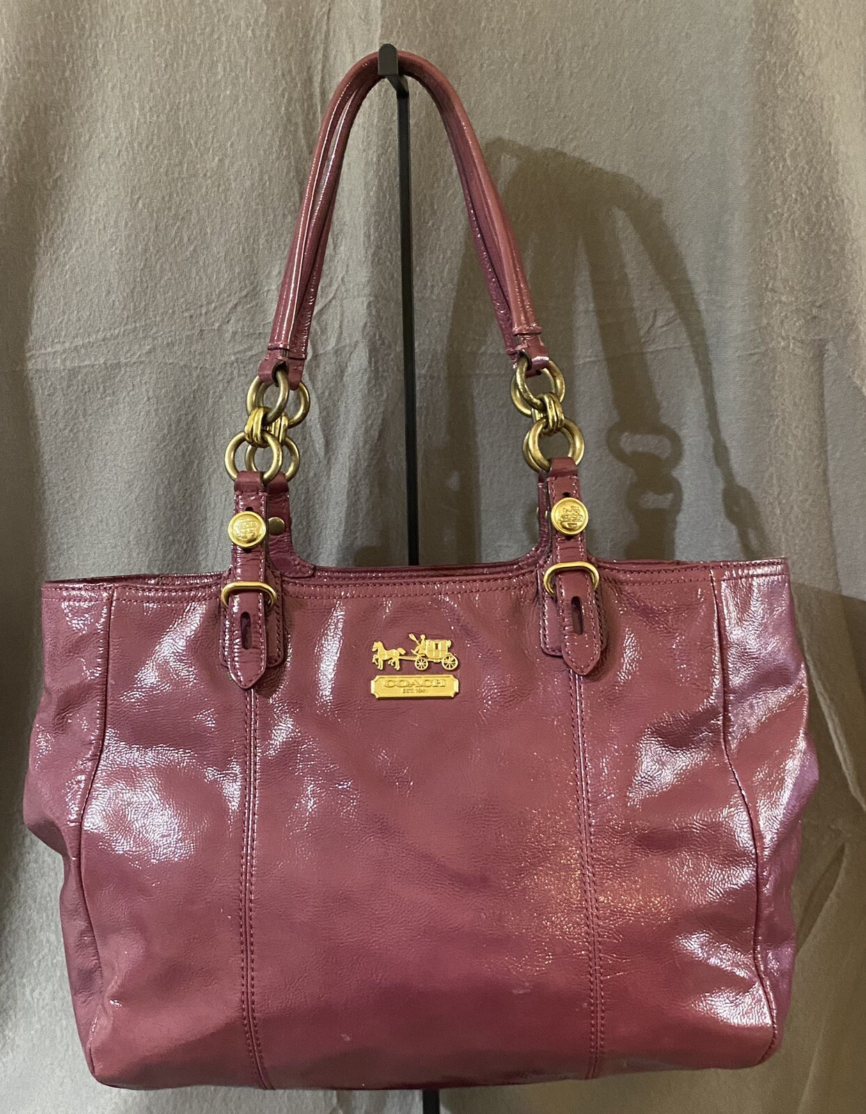 Coach Madison Mia Raspberry Patent Leather Tote Prelo… - Gem