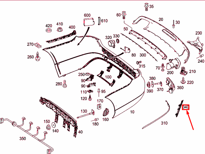 Mercedes-Benz CLS C218 AMG Rear Bumper Left Trim Strip A2188852521 ...
