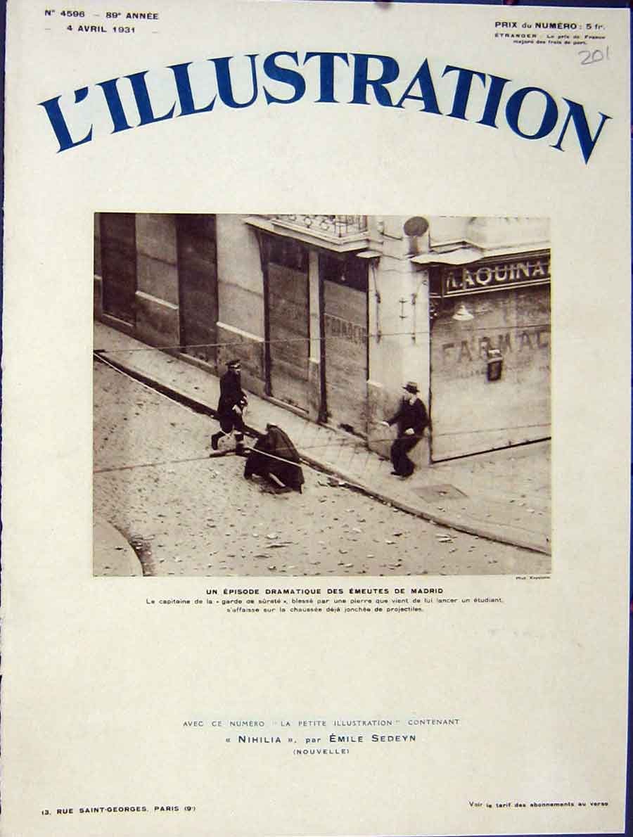 Original Old Vintage Print Madrid Spain Police Captain Riot French 1931 ...