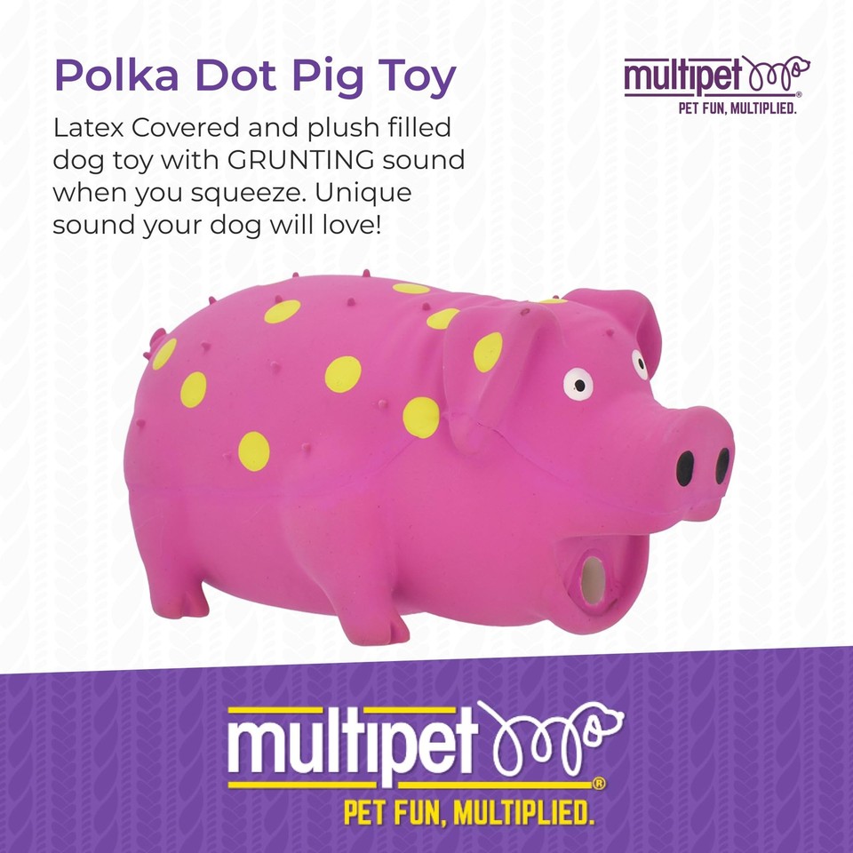 Multipet's 9-Inch Latex Polka Dot Globlet Pig Dog Toy, Assorted Colors ...