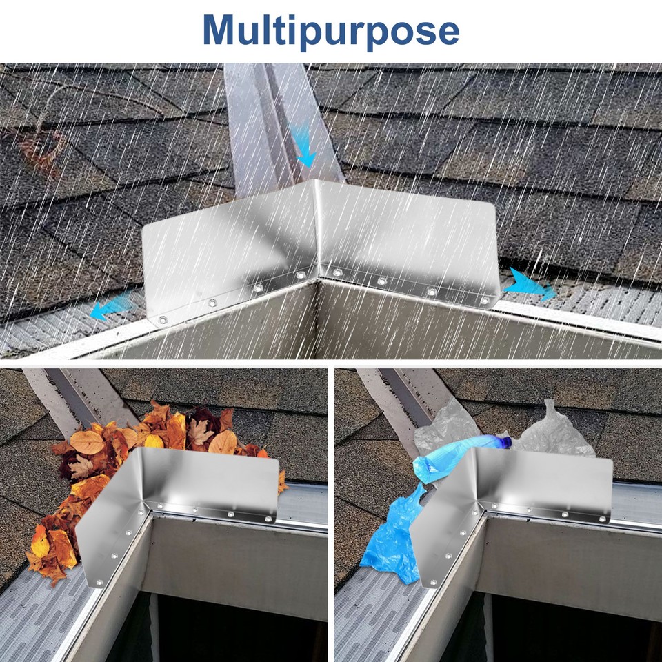 4PCS Gutter Valley Splash Guards Roof Rain Diverter Downspout Deflector ...