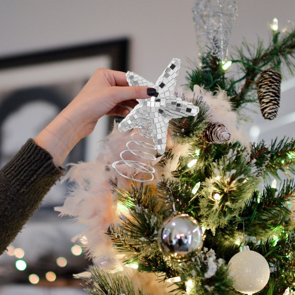 Xmas Tree Mirror Topper Birthday Disco Ball Star for Christmas 70s ...