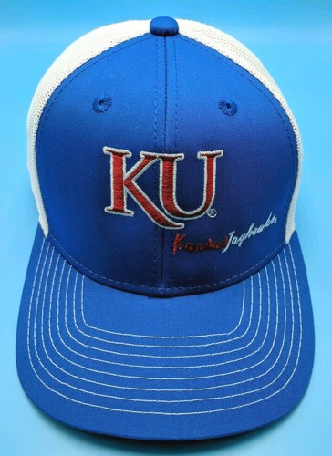 UNIVERSITY OF KANSAS JAYHAWKS / KU blue and white adjustable cap / hat ...