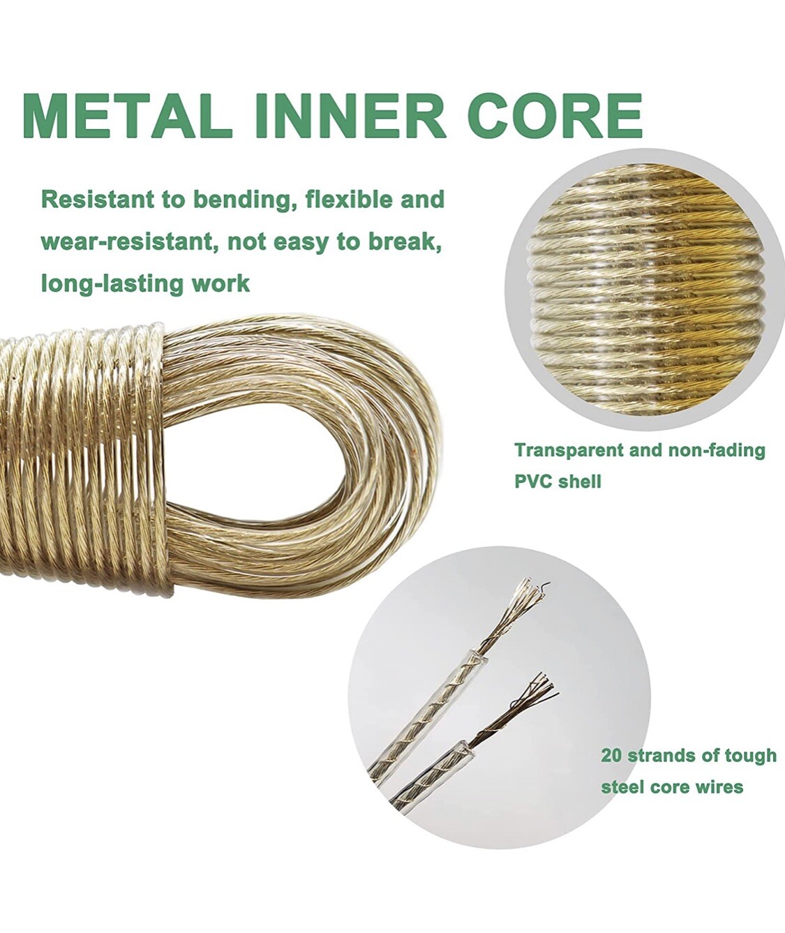 Washing Line STEEL CORE Clothes Line Pulley Laundry Dryer Clothes Rope ...