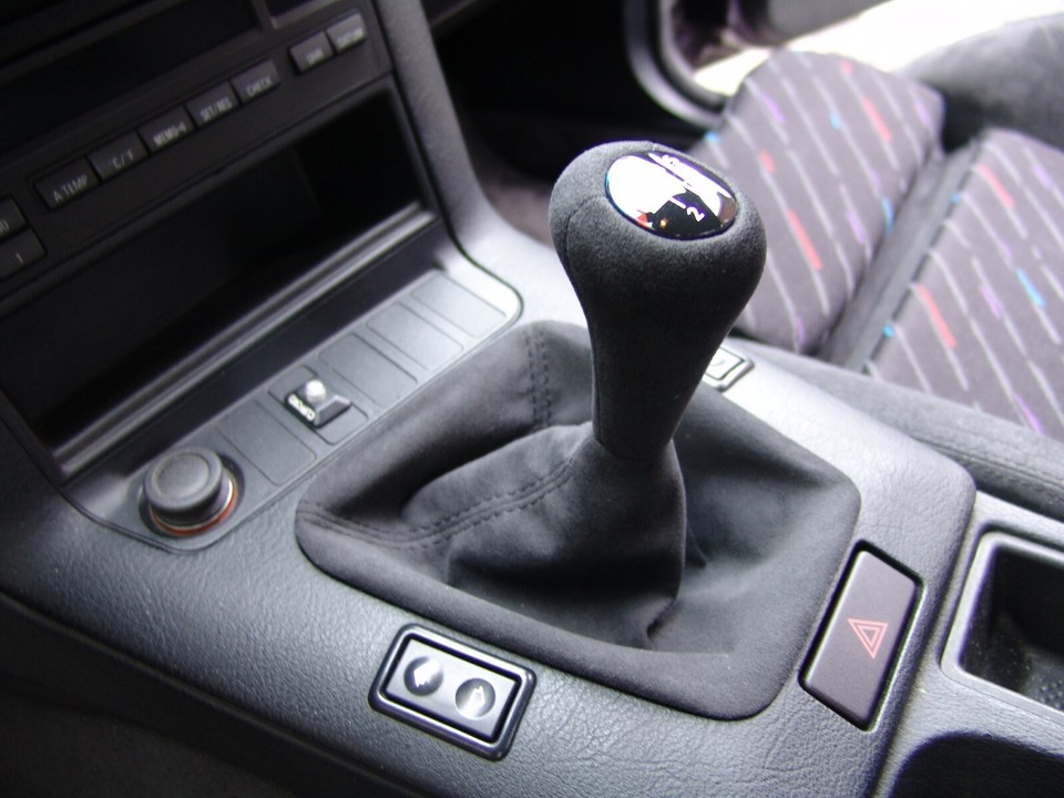 BMW E31, E34, E36, E46 M3 SHIFT KNOB, NEW ALCANTARA AND 6 SPEED EMBLEM ...