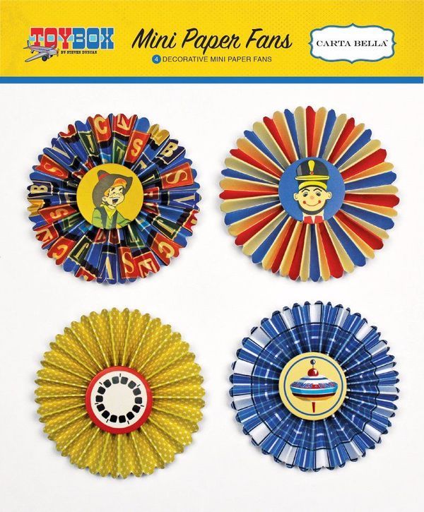 CARTA BELLA "TOYBOX" MINI PAPER FANS CHILD BOY GIRL SCRAPJACK'S PLACE ...