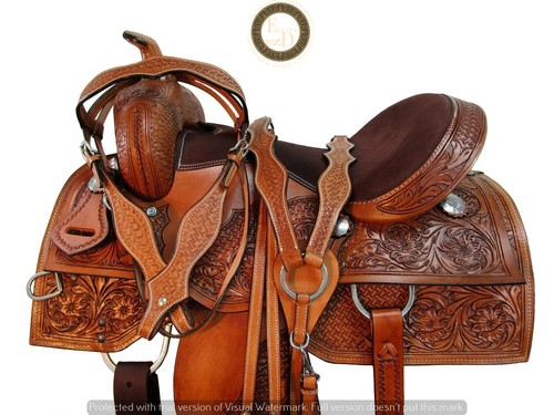 Western Barrel racing trail Leather Horse Saddle Full Tack Set Size-10 ...