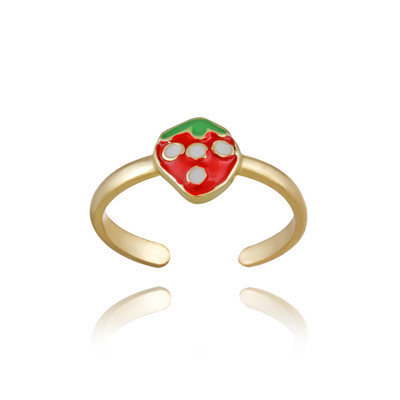 Gold over 925 Silver Strawberry Enamel Toe Ring | eBay