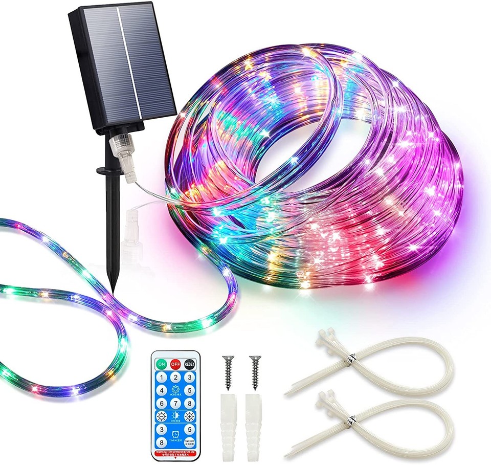 39FT 200 LED Solar Rope Tube Lights Waterproof String Light Outdoor ...