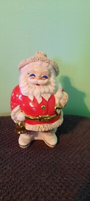 Vintage 1950's Santa Bank Japan Spaghetti Trim Christmas Santa Claus ...