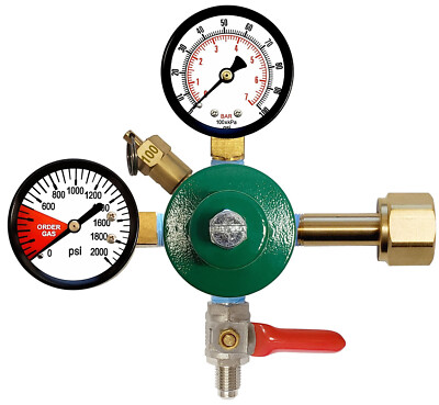 PRIMARY CO2 REGULATOR- 1/4" MFL w/SHUT OFF & CHECK VALVE - 100:2000 ...