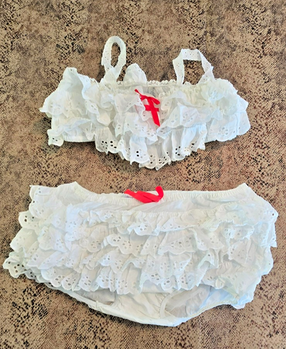 Jeri Morton Lingerie Top/Bottom Eyelet Ruffled White Size Medium ...