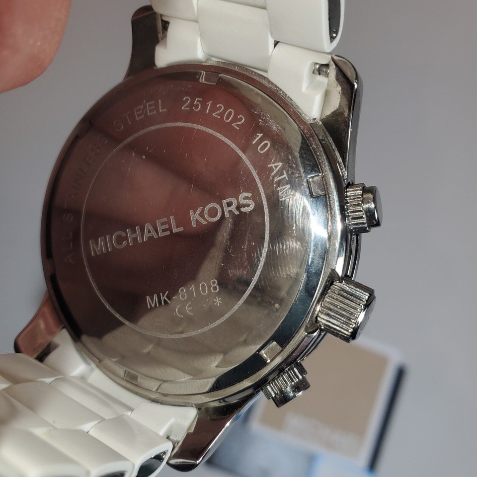 Michael Kors Runway White Chronograph Unisex Stainless Steel Watch MK ...