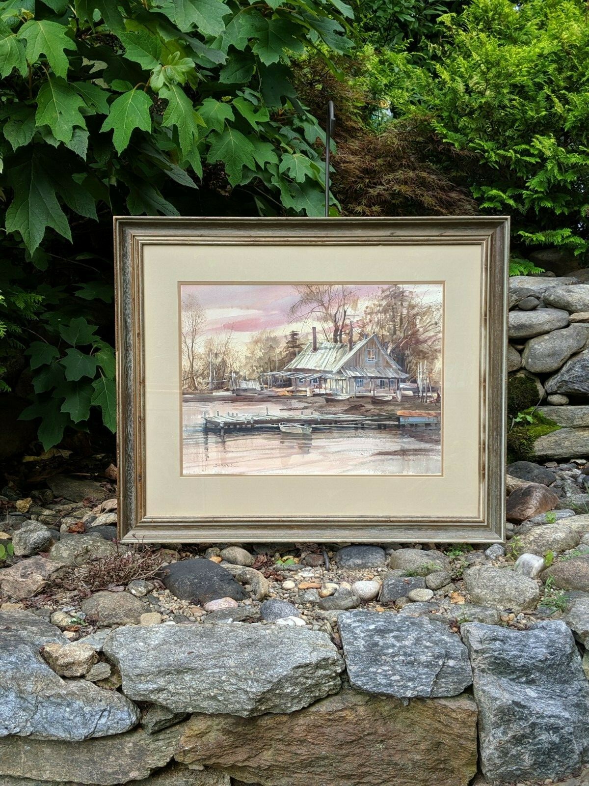 Endre Peter Darvas Original 25x20" Drawing-Watercolor Rustic Bayou ...