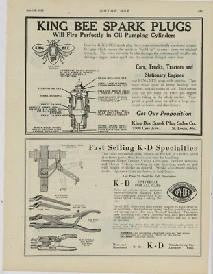 1922 King Bee Spark Plugs Ad: Cutaway Schematic Pic - St. Louis ...