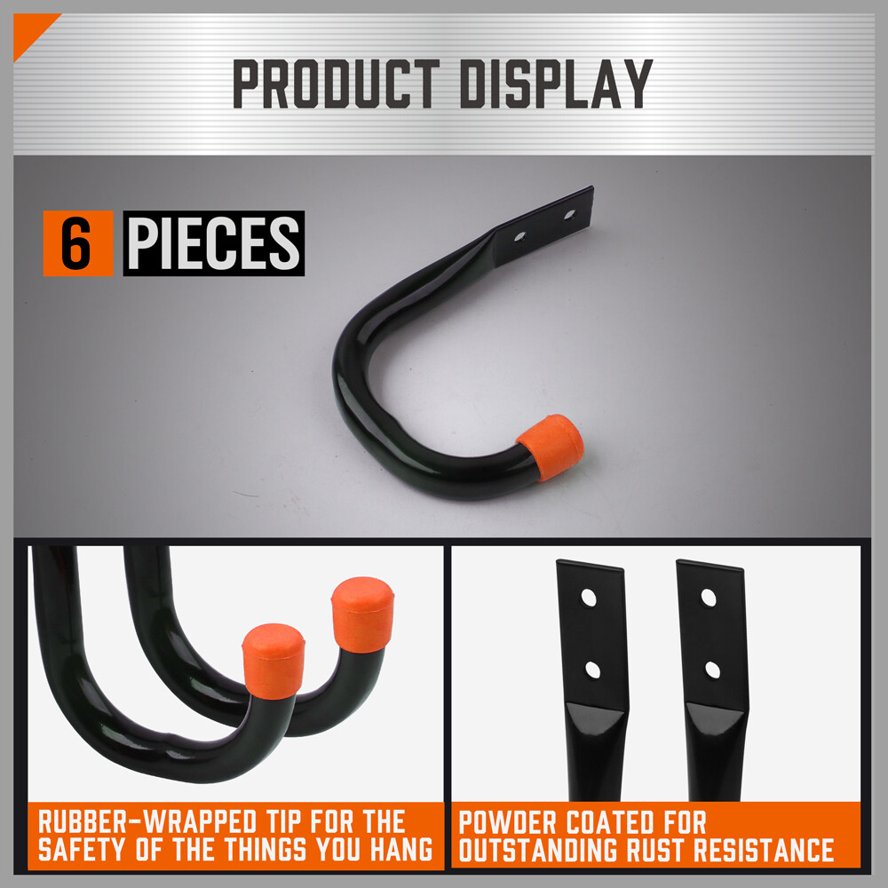 6PC Garage Hooks Organizer Wall Mount Hanging Storage Utility Hangers ...