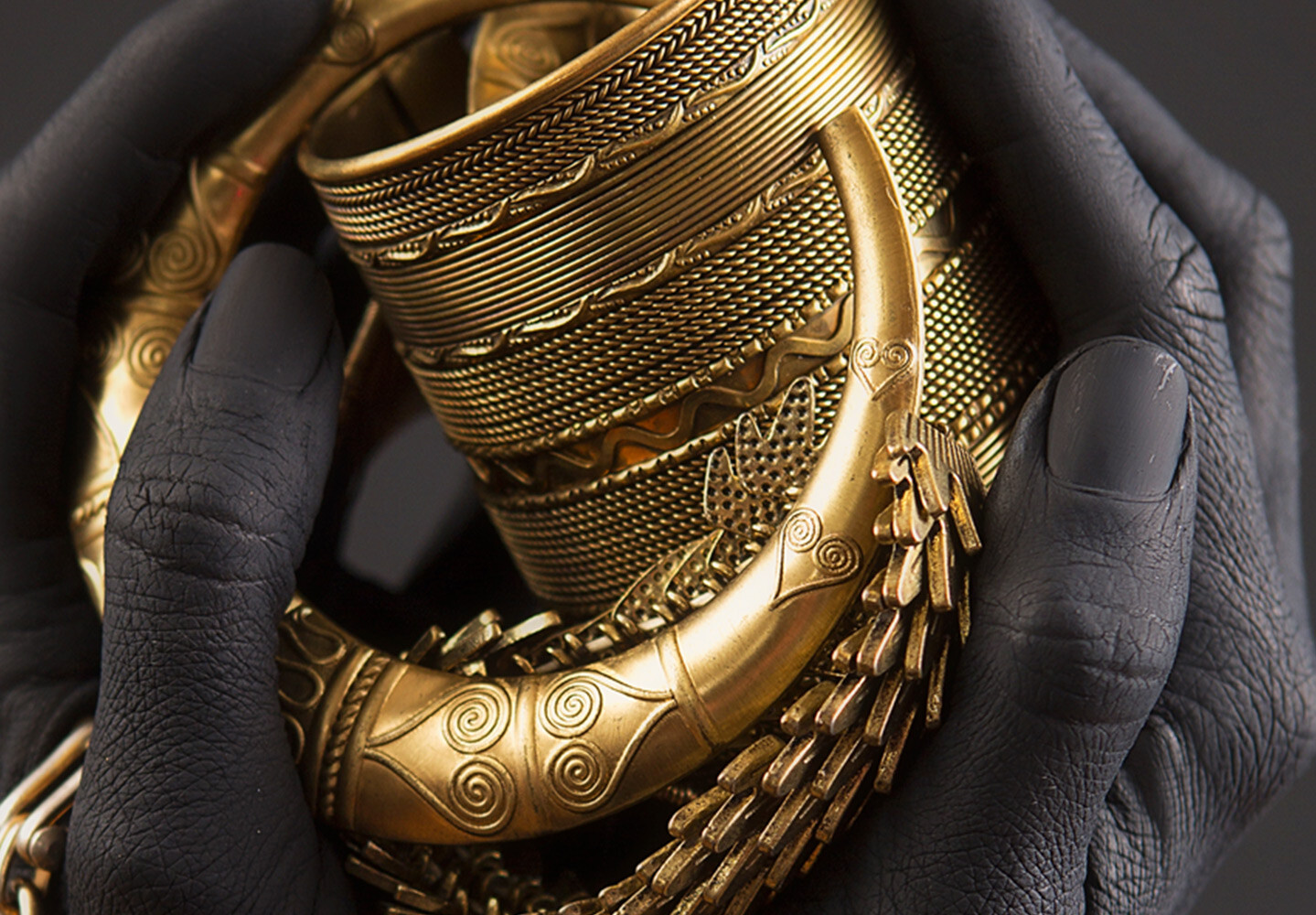 HANDS BLACK GOLD Non-woven Canvas Wall Art Image Photo Print Decor h-B ...