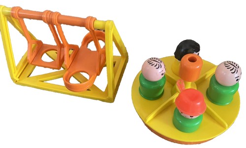 FISHER PRICE LITTLE PEOPLE School Playground Swing Merry Go Round ...