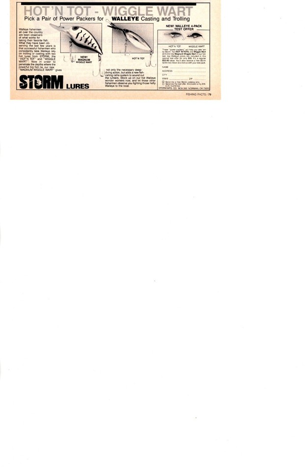 1987 STORM LURES PRINT AD, OUTDOORS, FISHING TACKLE, MANCAVE, PRINT AD ...