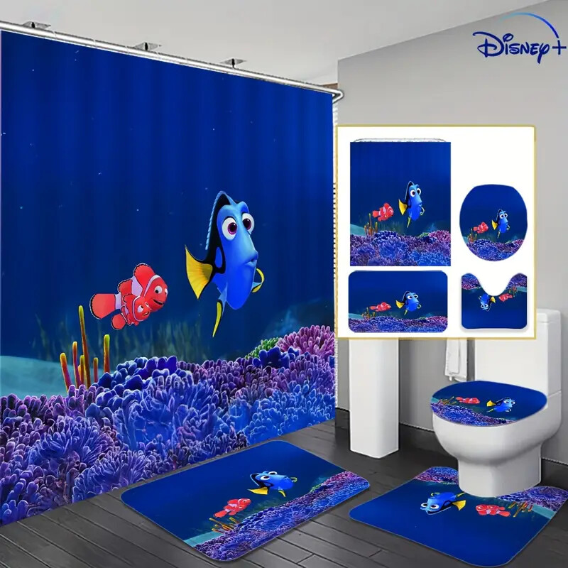 Finding Nemo Bathroom Set, Shower Curtain & Bath Mat, Kids Ocean Theme ...