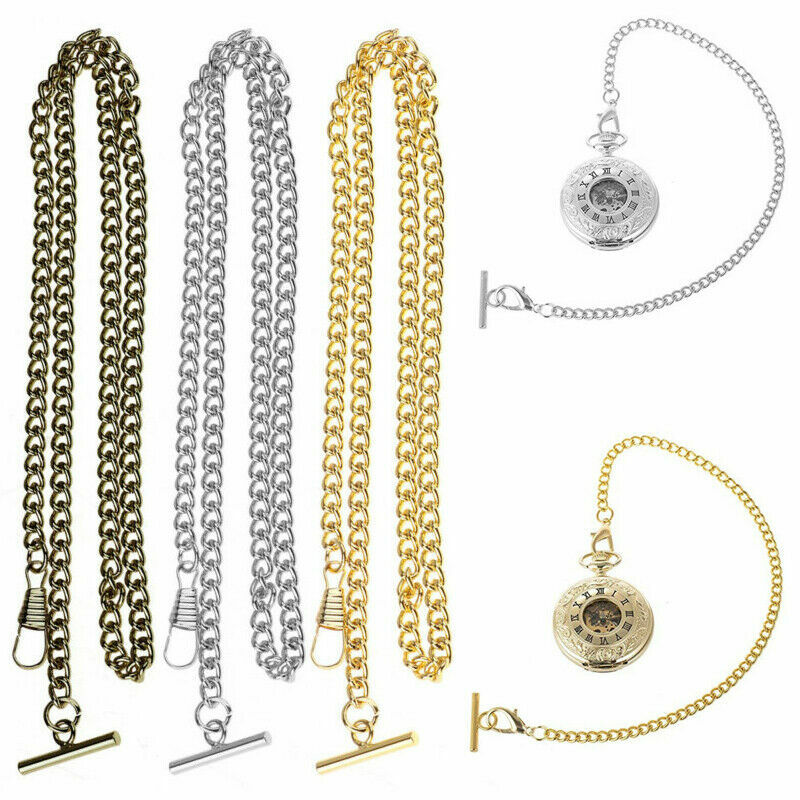 Vintage Vest Waistcoat T-bar Pocket Watch Chain Link Purse Chrome ...