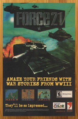 1998 Force 21 GBC Game Boy Color Vintage Print Ad/Poster Tank Game ...