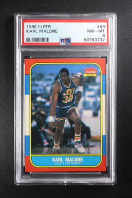 1986-87 Fleer Basketball #68 Karl Malone Rookie Card RC PSA 8 Near Mint ...