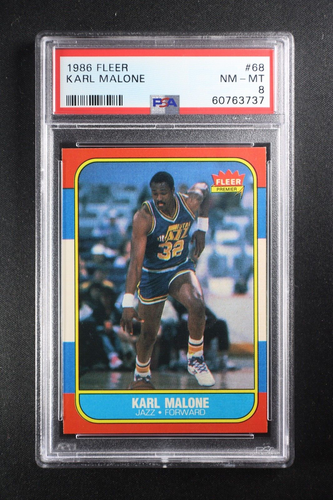 1986-87 Fleer Basketball #68 Karl Malone Rookie Card RC PSA 8 Near Mint ...