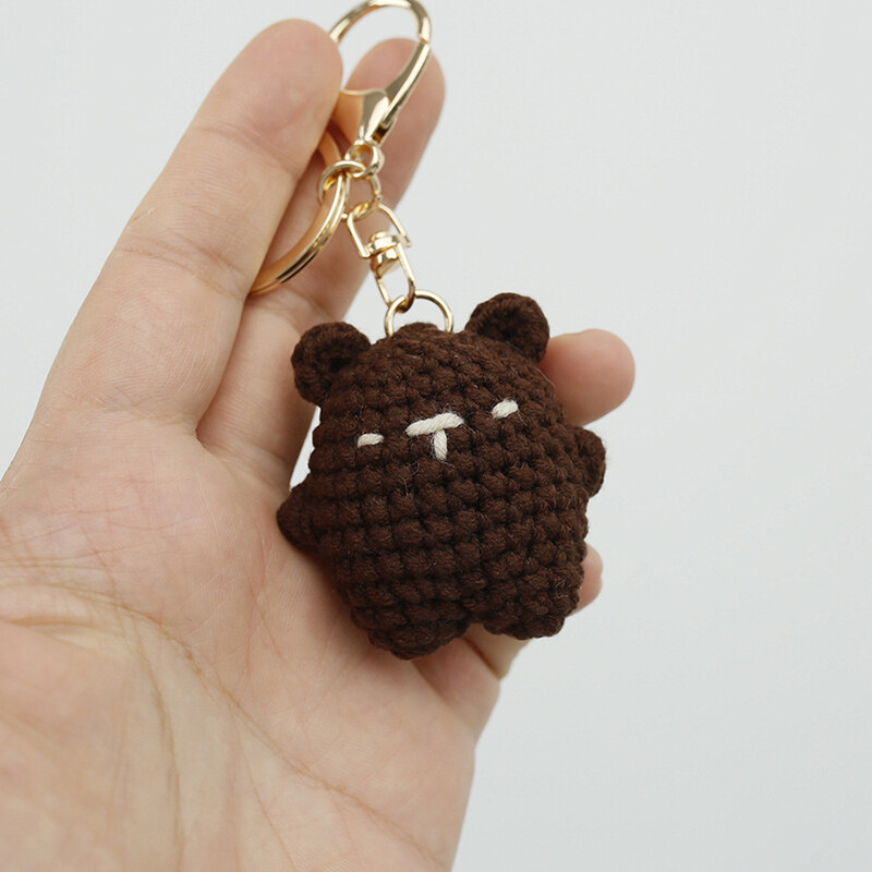 Cute Small Bear Couple Keychains Unique Knitting Cartoon Bear Doll ...