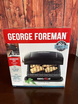 George Foreman 4-Serving Removable Plate Grill and Panini Press, Black ...