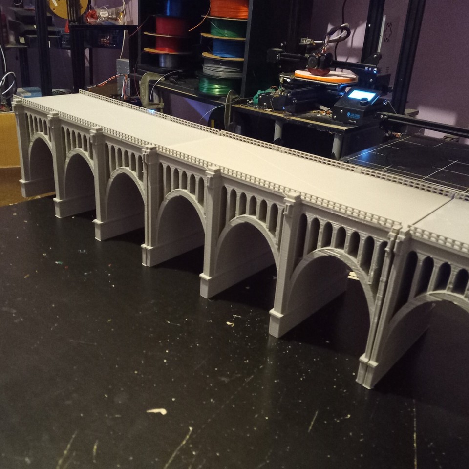 HO 2 lane Scale Bridge 39-Inch Viaduct Bridge 3D Printed. Extra wide 4. ...