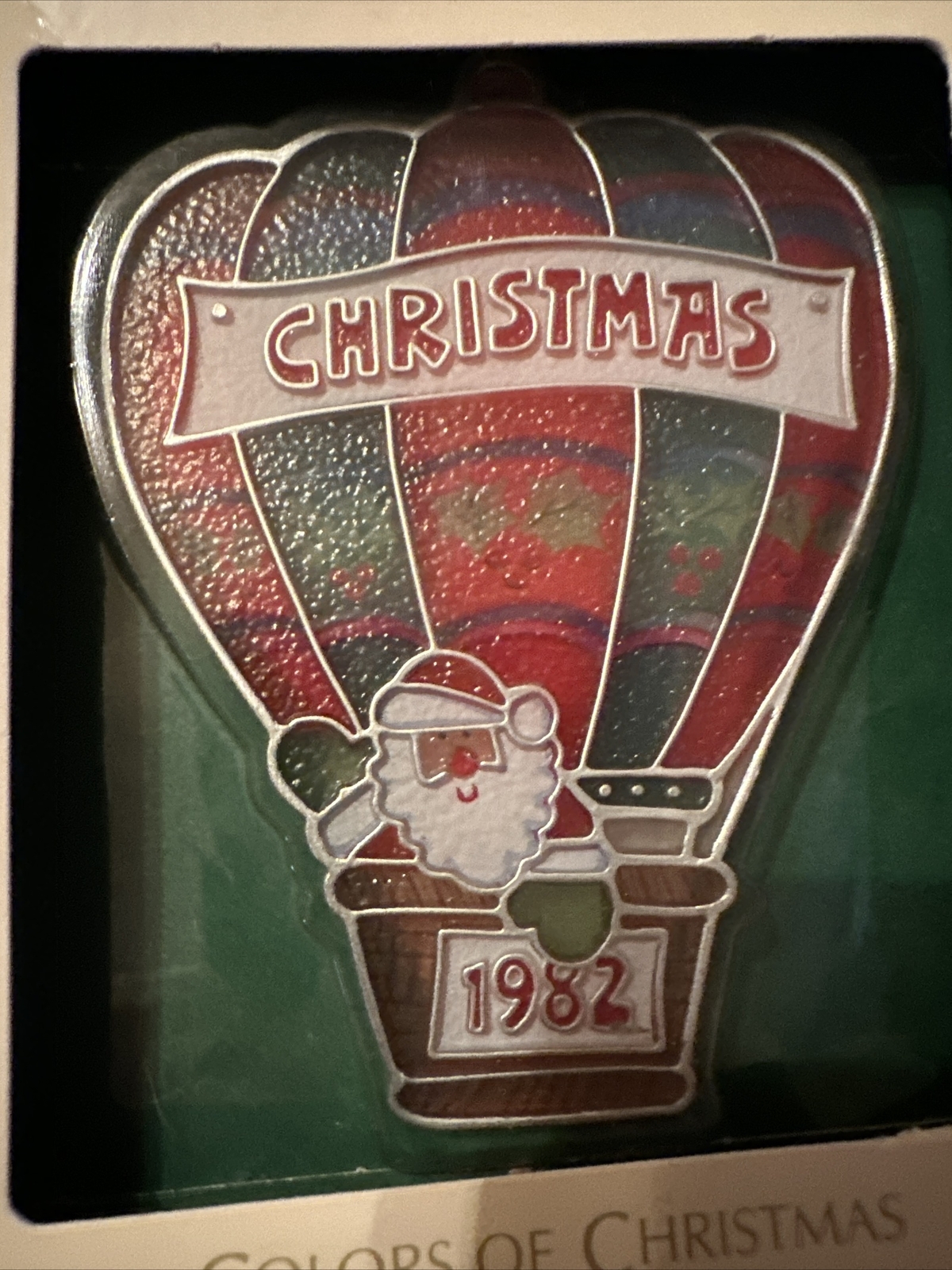 Vintage Hallmark Colors of Christmas Ornament Santa in Hot Air Balloon ...