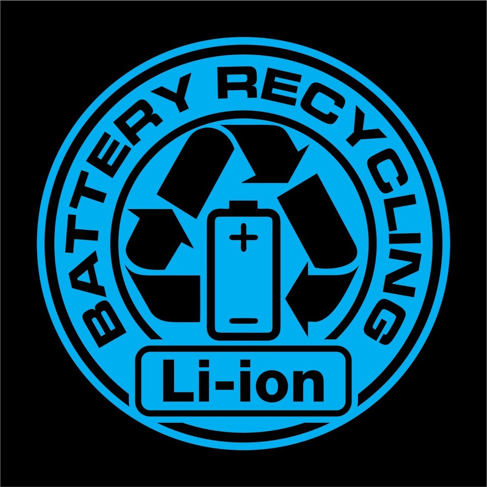 BATTERY RECYCLING Decal Sticker e-Cycle, Recycle, Trash, Planet - Size ...