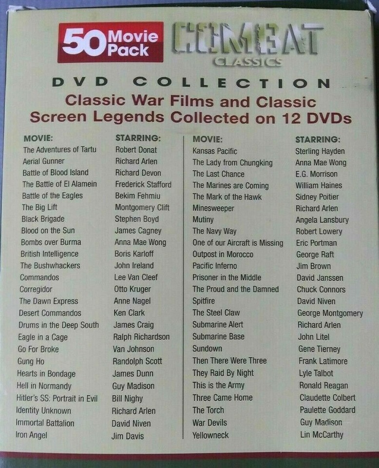 50movie 70hr+ 12DVD DESERT COMMANDOS,DAWN EXPRESS,THEN THERE WERE THREE ...