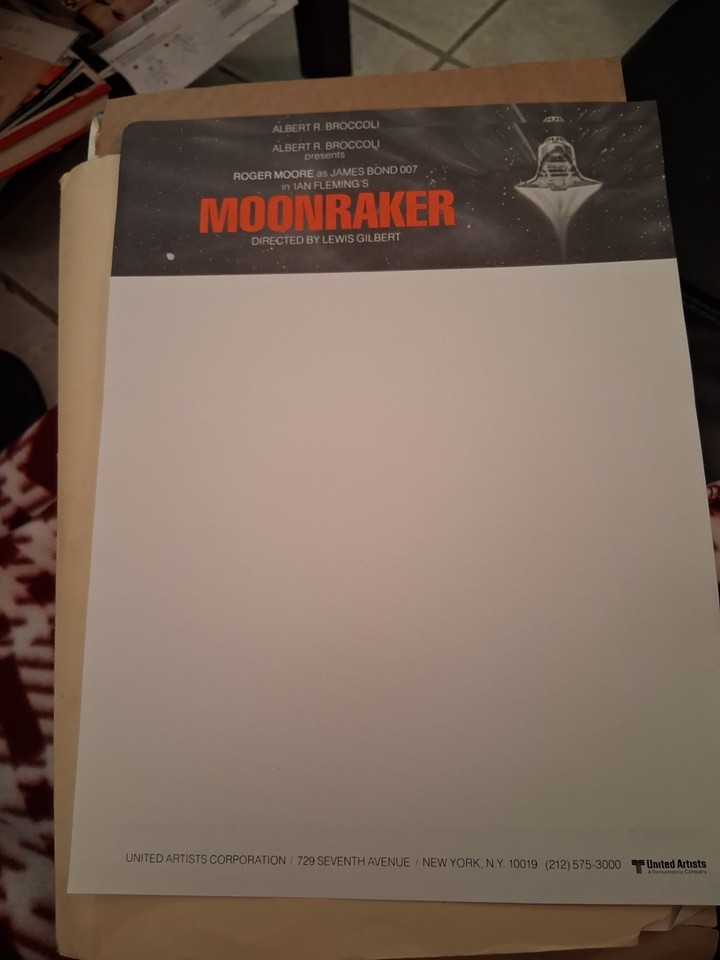 Original 1979 James Bond – Moonraker –studio Stationary.. Roger Moore Movie Rare | eBay