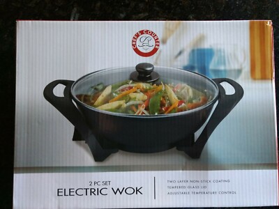Chef’s Counter 2 Pc Electric Wok, 2 Layer Non Stick Coating & Tempered ...