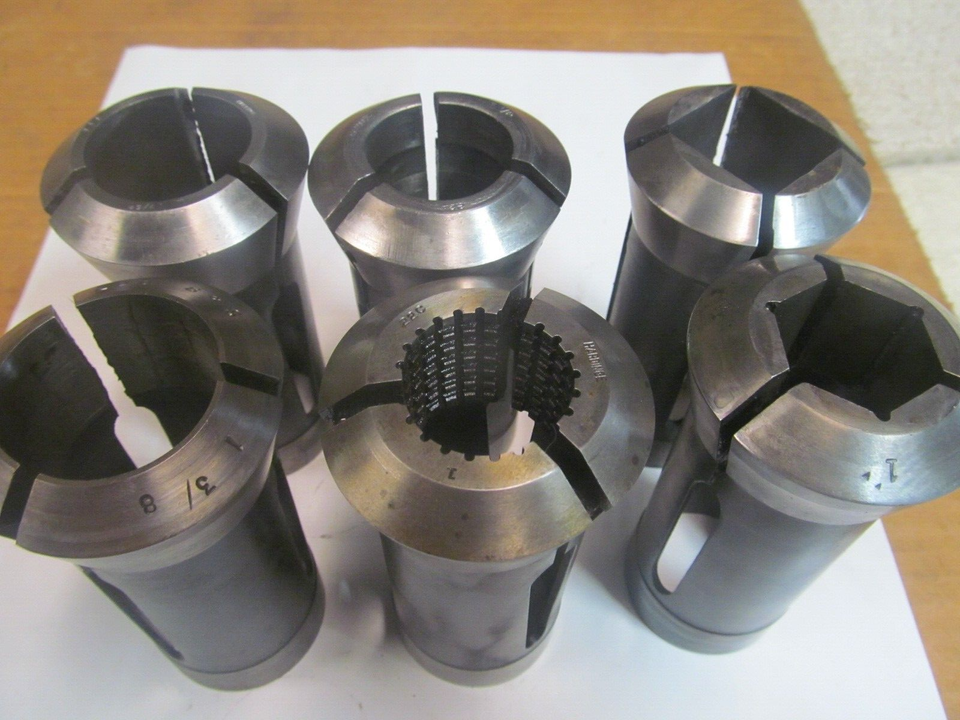 LOT OF 6 #22C COLLETS, 1", 1-1/8, 1-17/64, 1-3/8" RD, 1" HEX & 1-1/16 ...