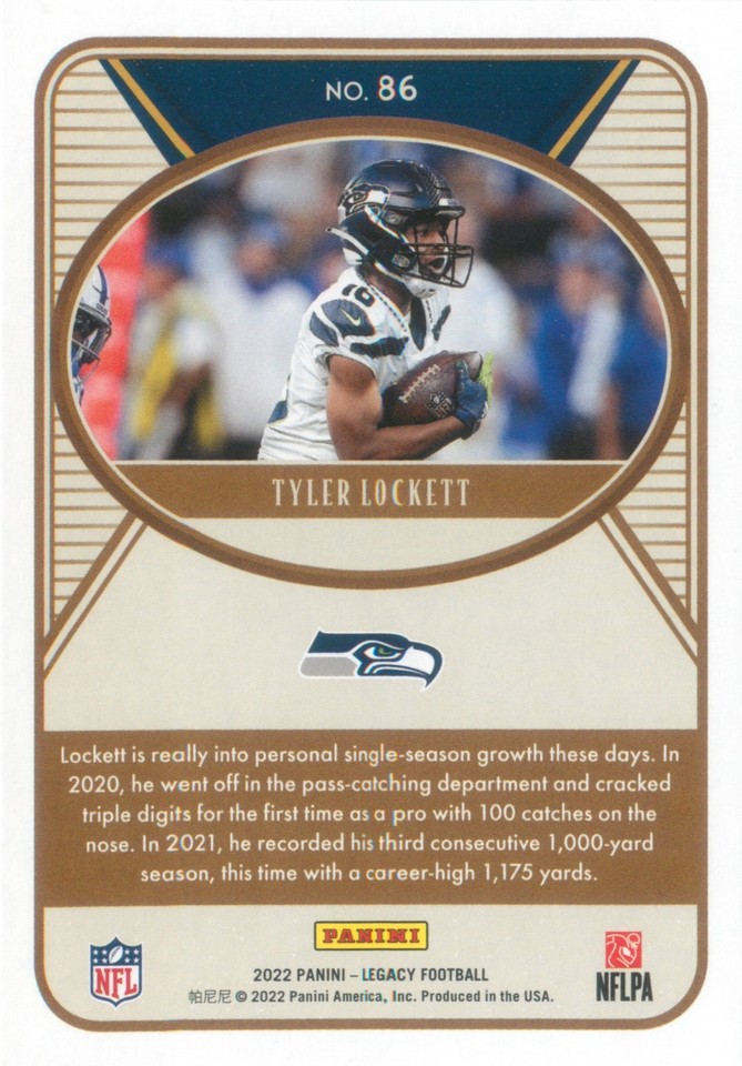 Tyler Lockett 2022 Panini Legacy Football NFL Base Card #86 Seattle ...