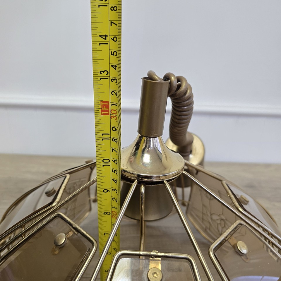 Large Glass Pendant Lamp 70s / 80s Vintage Glass Lamp/ Retro Tiffany ...