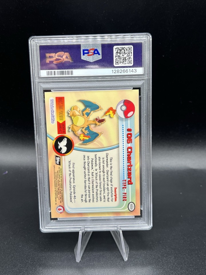 1999 Topps Pokemon TV #6 Charizard Foil Black Logo PSA 8! | eBay
