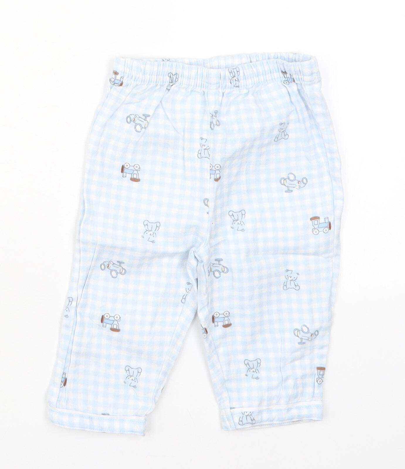Nutmeg Boys Blue Check Cotton Blend Sweatpants Size 6-9 Months = | eBay UK