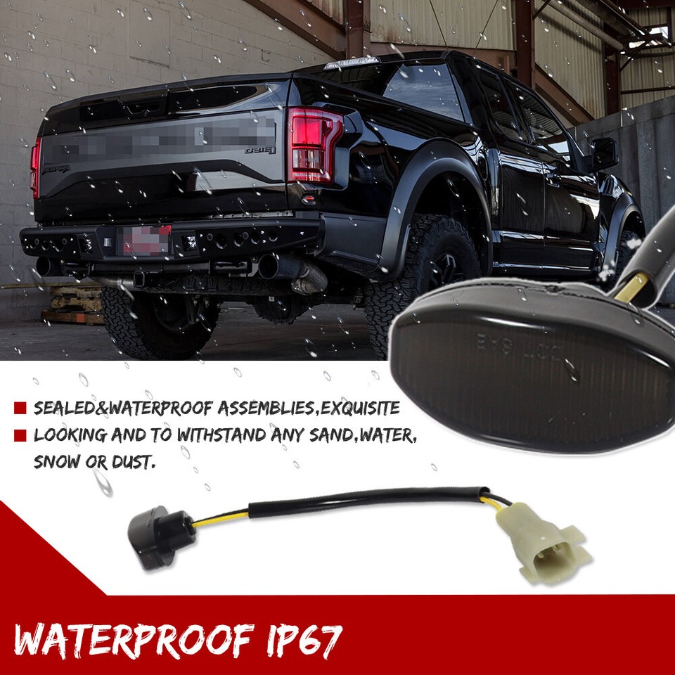 Smoked Red LED Strip Fender Marker Corner Lights For 17-up Ford F150 ...